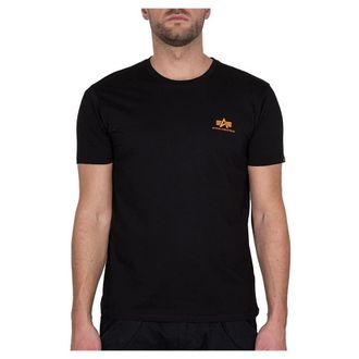 Alpha Industries Alpha Industries Basic T Small Logo T-Shirt f&uuml;r Herren Black/Neon Orange