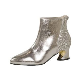 Generic Bottines d&eacute;contract&eacute;es &agrave; talon bas et &eacute;pais pour femme - &Eacute;l&eacute;gantes et confortables - Bout pointu - Fermeture &eacute;clair dans le dos - &Eacute;l&eacute;gantes et confort