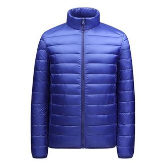 Generic Doudoune matelass&eacute;e l&eacute;g&egrave;re &agrave; col montant pour homme, manteau dhiver isol&eacute; pour homme, manteau d&eacute;contract&eacute; en duvet, bleu 2, XXL