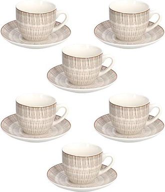 Tognana Set mit 6 Teetassen mit Untertasse 200 cc Virtuo Beige, New Bone China, Beige