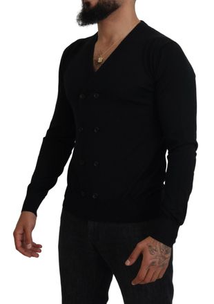 Dolce & Gabbana Mens Cashmere Button-Down Cardigan Black Clothing
