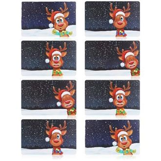 Com-Four 8X Sets de Table pour No&euml;l - Set de Table avec Renne Eddy pour Cuisine et Salle &agrave; Manger - Sets de Table avec Motif dhiver - Set de Table de No&euml;l (Le 