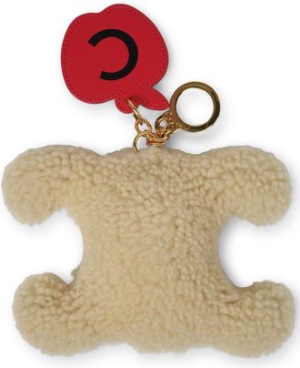Celine Shearling Key Case - Beige