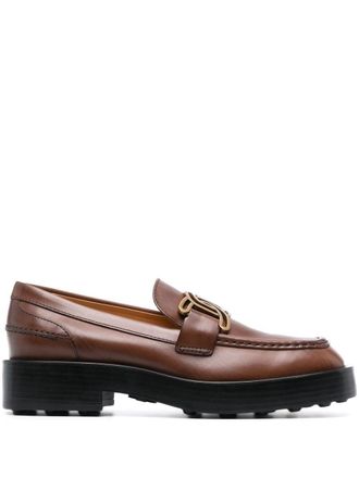 Tod's mocassins Kate en cuir &agrave; d&eacute;tail de cha&icirc;ne - Marron