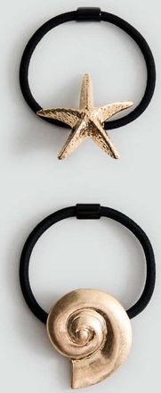 Mango Lot 2 &eacute;lastiques &agrave; cheveux or - Femme - Taille unique - MANGO