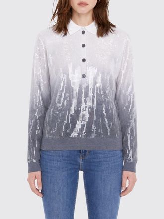 Liu Jo Zweifarbiges Strick-Poloshirt von mit langen &Auml;rmeln und Pailletten