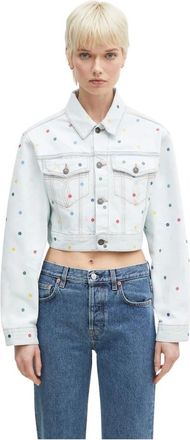 Fiorucci Femme, Vestes, Bleu, Taille: 38 FR Veste en jean courte &agrave; pois confettis