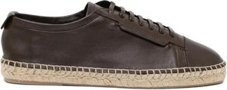 Emporio Armani Homme, Chaussures, Brun, Taille: 43 EU Icon Espadrilles &agrave; lacets en cuir nappa souple