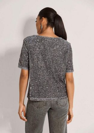 Madeleine Kurzarmshirt Paillettenshirt mit Halbarm Leicht gef&uuml;ttert & Komfort-Fit