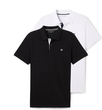 Tom Tailor Herren 1044879 Doppelpack Poloshirt Basic mit Logo Print, 20000-White, 3XL
