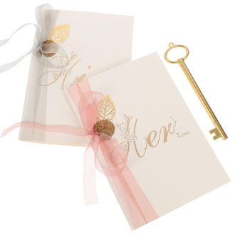 Cabilock 2 St&uuml;ck Hochzeitskarten mit Schleifen Umweltfreundliche Gel&uuml;bdekarten In Ros&eacute; und Cappuccino Grau Geruchsneutral Vielseitig f&uuml;r Hochzeit Jubil&auml;um und 