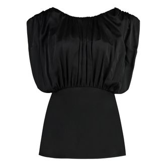 Jil Sander Gathered Viscose Top - - Tops - Damen - Schwarzk - XS