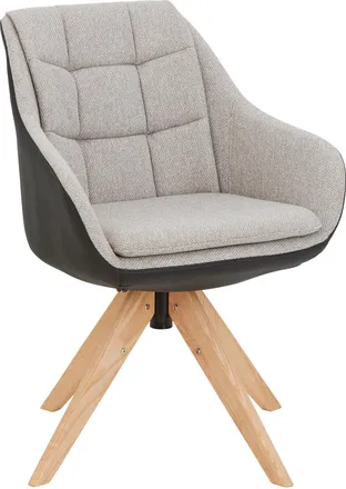 Landscape Armlehnstuhl, Anthrazit, Eiche, Beige, Holz, Textil, Eiche, massiv, eckig, 57x83.5x60 cm, Stoffauswahl, Sitzfl&auml;che 360&deg; drehbar, inklusive Armlehnen, 