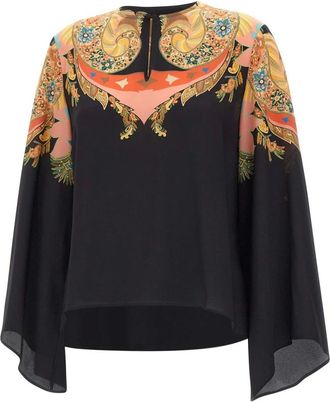 Etro Femme, Blouses et Chemises, Multicolore, Taille: 38 FR Chemisier en Soie avec Imprim&eacute; Cachemire Floral Plac&eacute;