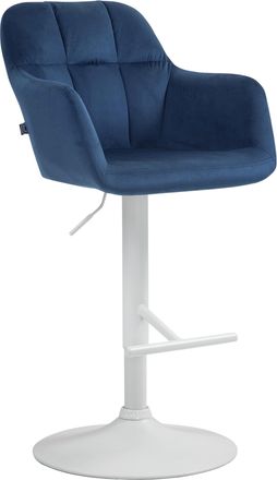 Clp Barhocker Natoma Samt I 360&deg; Drehbar, Metallgestell H&ouml;henverstellbar Mit Fu&szlig;st&uuml;tze I Tresenhocker Mit Gepolstertem Sitz Und R&uuml;cklehne, Farbe:blau, Mat