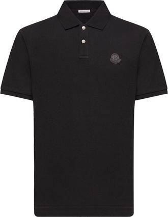 Moncler Moncler Logo Patch Cotton Piquet Polo Shirt, Men, Black, Size: 3xl