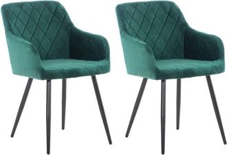 Clp Lot de 2 chaises de salle &agrave; manger Shila avec Pi&egrave;tement en M&eacute;tal noir Vert Velours