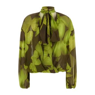 Blumarine Femme, Blouses et Chemises, Multicolore, Taille: 36 FR Chemisier en georgette imprim&eacute;e