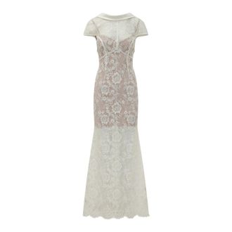 Self Portrait Femme, Robes, Blanc, Taille: 40 FR Robe Maxi en Dentelle Florale