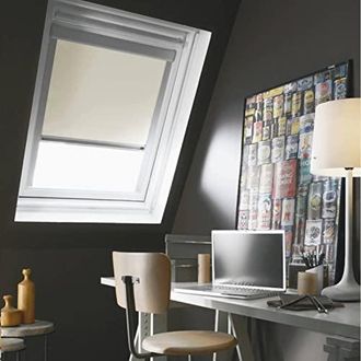 Mad&eacute;co Store de Toit Enrouleur Compatible Velux - Beige - L117 x H74/116 cm Mod&egrave;le U04/u08 - Cadre Alu 1923804808