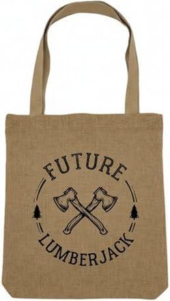Fabulous Sac Shopping Tote Bag Aspect Lin - Future Lumberjack Forest Job - Sac de Courses Toile Epaisse 360g Beige Naturel Cabas Port&eacute; Epaule Solide Imprim&eacute; en