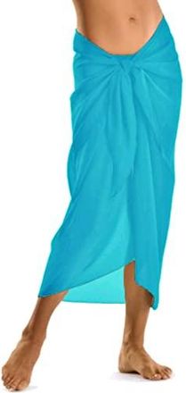TOSKATOK Femmes Filles Sexy Couvre Plage élégante Robe Jupe jusquà Sarong en Couleurs Unies-Taille Unique-Turquoise