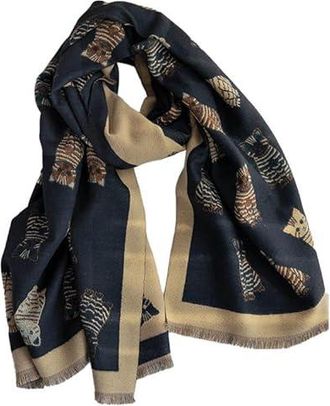 GFM Ch&acirc;le en cachemire avec imprim&eacute; chats pour femme, style pashmina, pour automne-hiver (CTSHL1), L