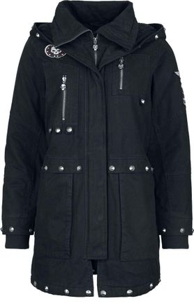 Rock Rebel by EMP Damen schwarze Winterjacke mit Nietendetails XL