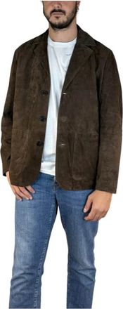 Amaranto Amar&aacute;nto, Homme, Vestes, Brun, Taille: L Veste en cuir su&eacute;d&eacute;