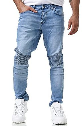 Elara Homme Slim Jeans Motard Chunkyrayan 16517-Light Blue-34W / 34L