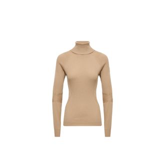 Moncler Moncler Wool Blend Polo Neck Jumper, Women, Beige, Size: Xs
