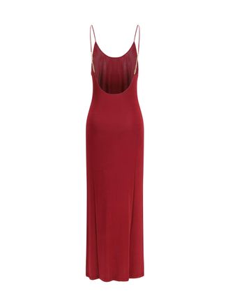Saint Laurent Knit With Cassandre Chain Dress - Red