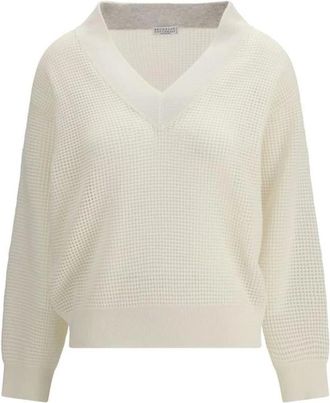 Brunello Cucinelli Femme, Pulls, Beige, Taille: 42 FR Pull en cachemire luxueux
