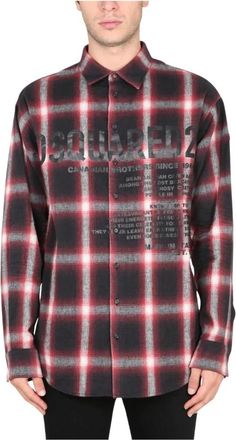 Dsquared2 Homme, Chemises, Multicolore, Taille: L Chemise en Flanelle &agrave; Carreaux et Logo Imprim&eacute;