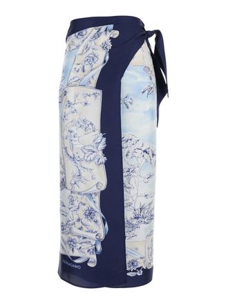 Ferragamo Silk Wraparound Skirt - Blue
