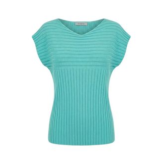 Malo &Auml;rmelloses Stricktop - - Knitwear - Damen - Blau - S