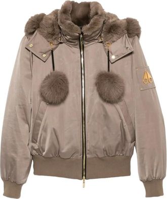 Moose Knuckles Bomber r&eacute;versible en satin de luxe - Femme - Vestes - Beige - Taille: 38 FR