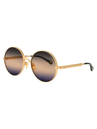 Chlo&eacute; Womens Sunglasses Ch0321s Gold Metal Gold-Gold-Blue Gold/gold/blue