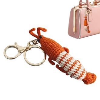 Generico Charme de crevettes au crochet - Figurine tricot&eacute;e tiss&eacute;e &agrave; la main, charme pop de crevettes au crochet de design moderne, pendentif mignon de dessin 