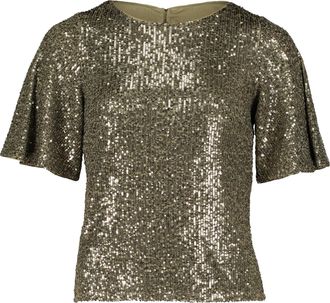 Vera Mont Damen Pailletten-Bluse mit Fl&uuml;gel&auml;rmeln 42, Turf