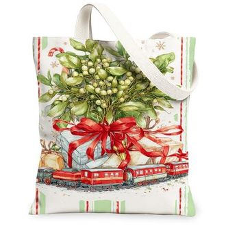 Generic Sacs fourre-tout en toile botanique de No&euml;l, sacs d&eacute;picerie r&eacute;utilisables, vintage, l&eacute;gers et lavables avec bandouli&egrave;re pour le shopping, les voyages,