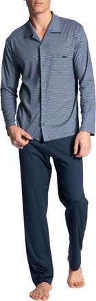 CALIDA Relax Choice Durchgekn&ouml;pfter Pyjama Herren, aus 100% Supima-Baumwolle, mit stoffbezogenem Gummibund