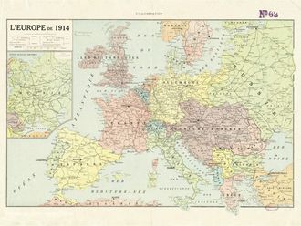 Fine Art Prints Peltier 1914 Posterdruck, politische Karte Europa, franz&ouml;sische Sprache, gro&szlig;, 45,7 x 61 cm