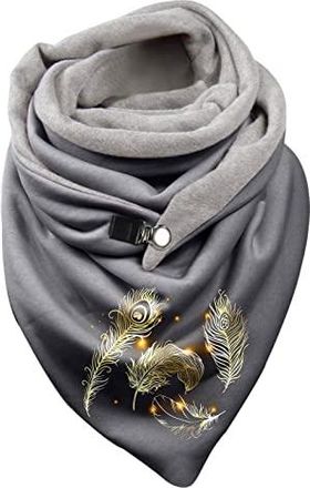 Generic &Eacute;charpe dhiver chaude en polaire pour femme - Impression plumes - Double couture - Triangle Boucle - &Eacute;charpe &agrave; rouleau, c, taille unique
