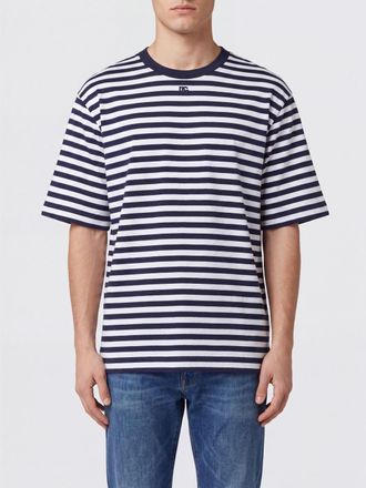 Dolce & Gabbana T-shirt &agrave; rayures en coton avec monogramme DG et &eacute;paules tombantes
