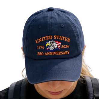 Generic Chapeau de 250e Anniversaire am&eacute;ricain, r&eacute;glable, r&eacute;tro, Casquette Respirante, pour Anniversaire, Halloween, Plage, p&ecirc;che, &eacute;t&eacute;, Camping, Jardin, Cour,