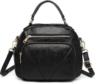 Miss Lulu Sac à Main Pour les Femmes Sac à Main Pour Les Femmes Chapeau Melon Style Sac Dépaule Poignée Top (Noir)