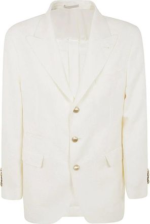 Brunello Cucinelli Homme, Vestes, Blanc, Taille: XL Classic Textured Weave Blazer