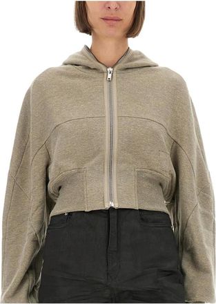 Rick Owens Sweat &agrave; capuche court &agrave; cordon de serrage - Femme - Sweatshirts et sweats &agrave; capuche - Gris - Taille: 36 FR