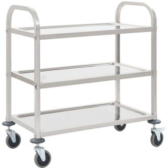 vidaXL Chariot de cuisine &agrave; 3 niveaux 95x45x83,5 cm Acier inoxydable